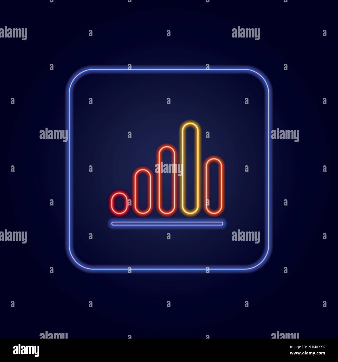 Stylish yellow neon growth graph icon - Vector illustration Stock ...