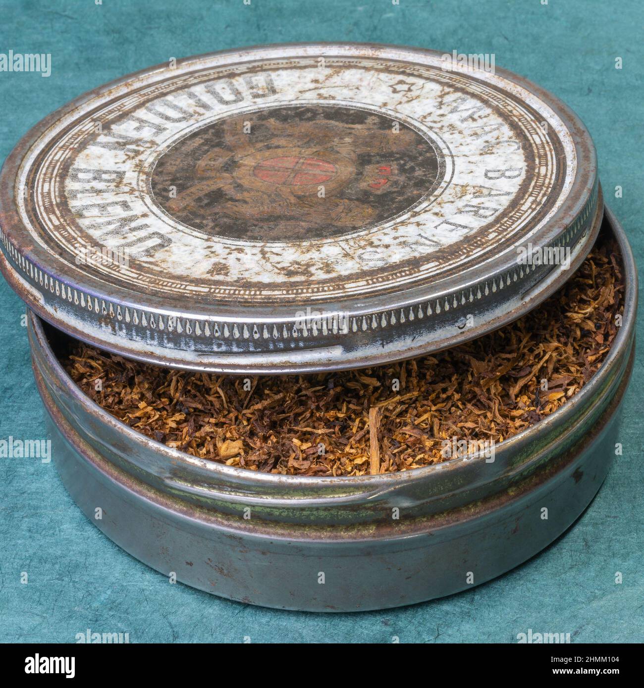 Old tin of Mac Baren blend pipe tobacco Stock Photo - Alamy