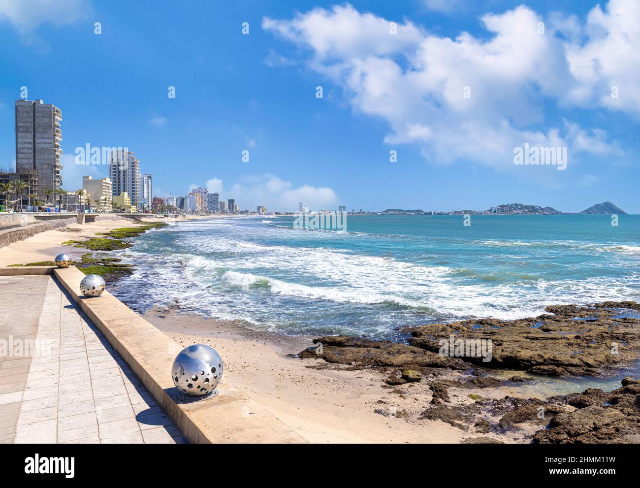 Famous Mazatlan sea promenade, El Malecon, with ocean lookouts, tourist ...