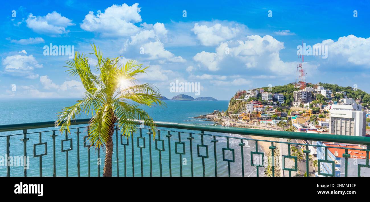 Famous Mazatlan sea promenade, El Malecon, with ocean lookouts, tourist ...