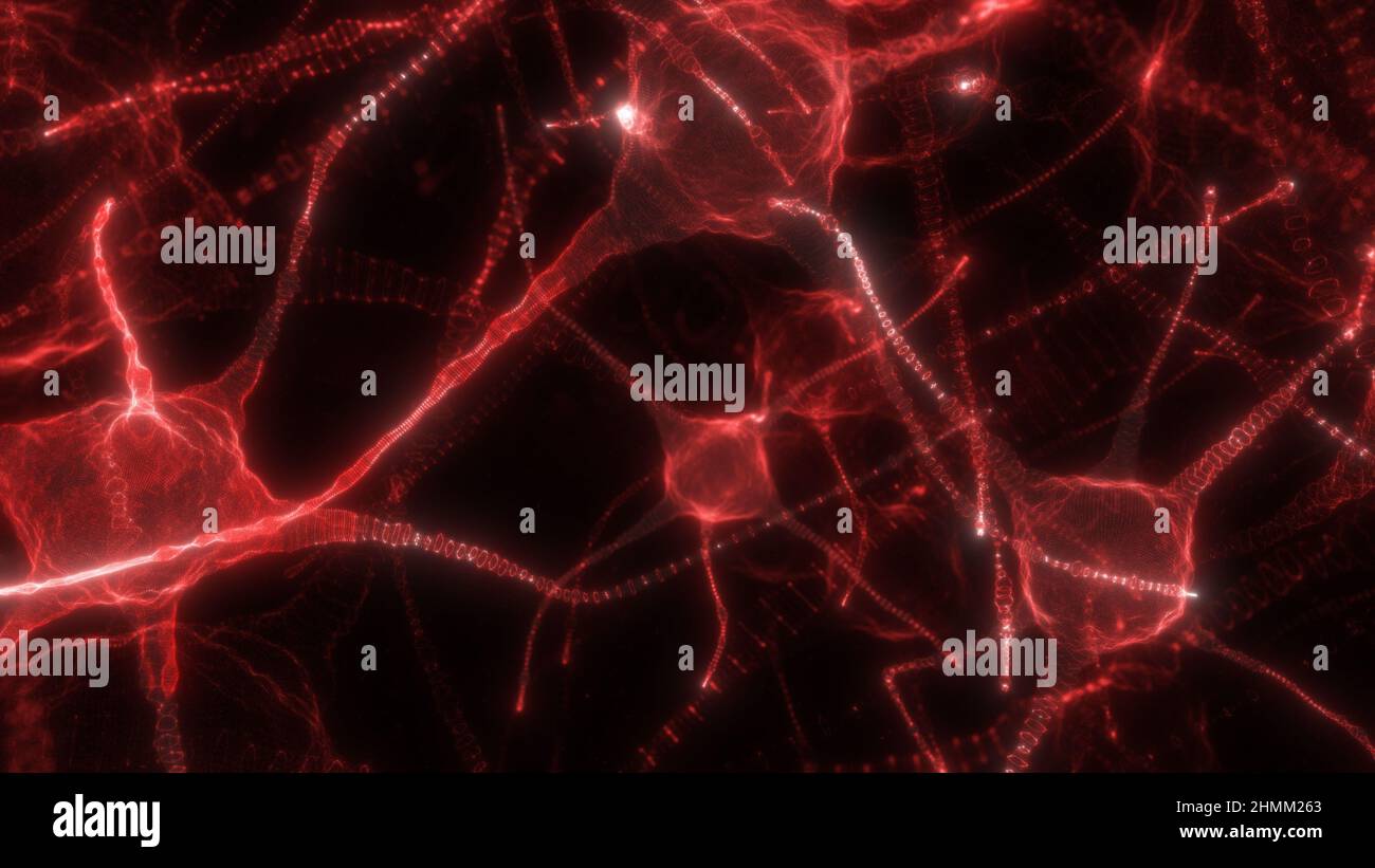 Neuronal network of neuron cells. 3D illustration Stock Photo - Alamy