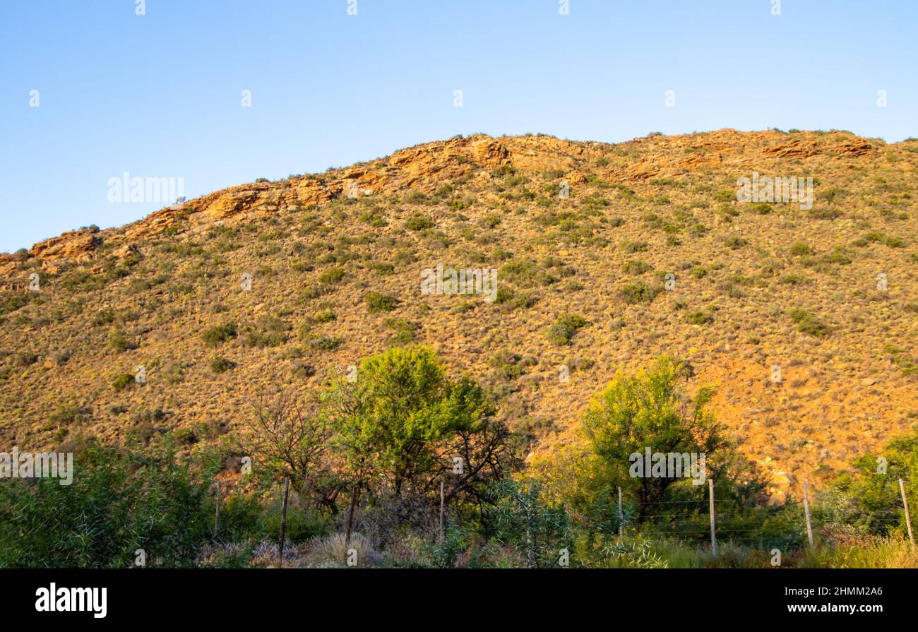 Early morning sunlight creeps slowly up a green valley Stock Photo - Alamy