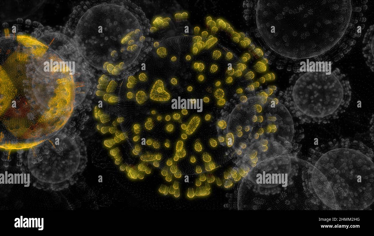 Close-up of virus under microscope, SARS-CoV-2 COVID-19 or NeoCoV Stock ...