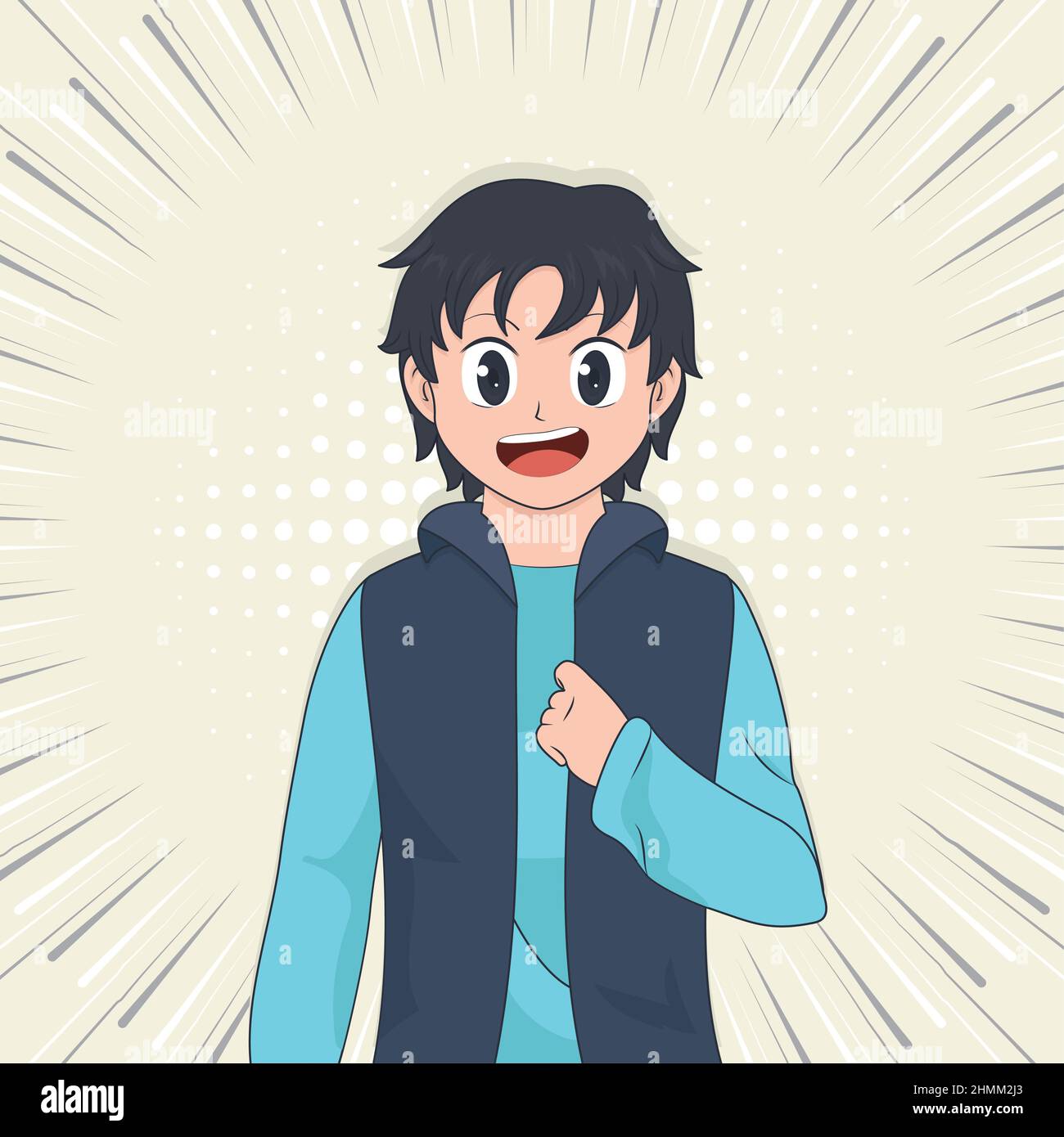 happy anime man illustration design Stock Vector Image & Art - Alamy