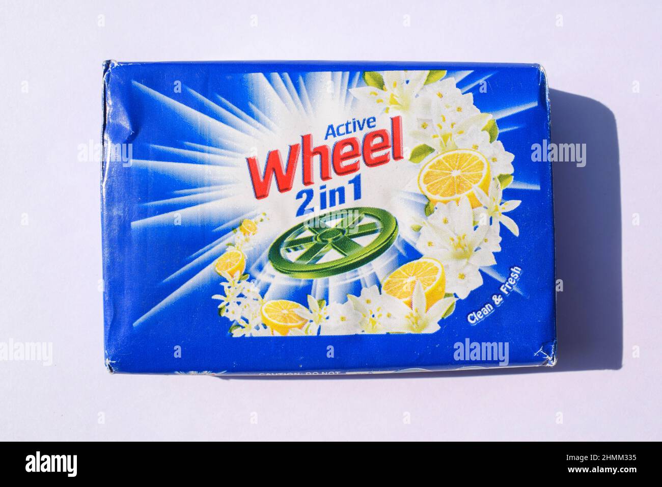 Wheel active washing clothes detergent soap bar in blue color package ...