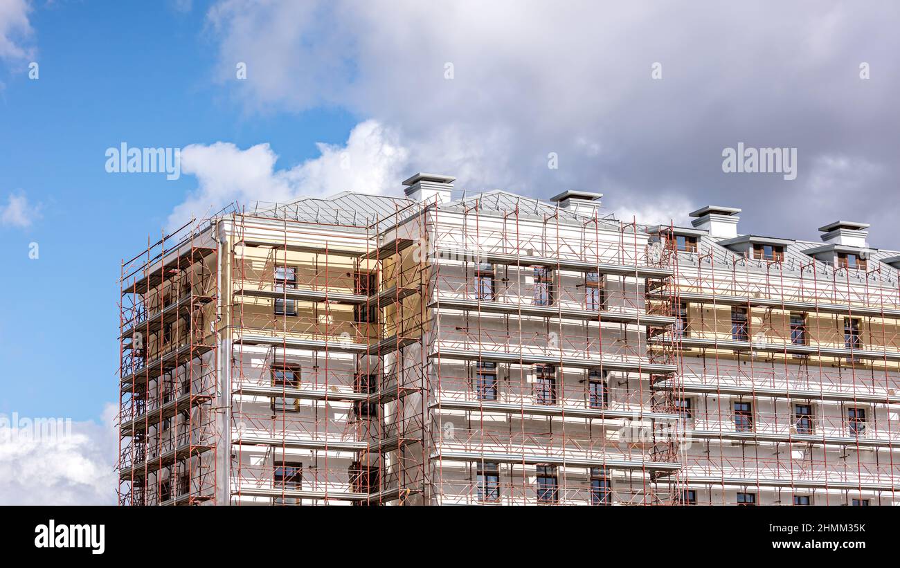 renovation process of old multistory building. building under ...