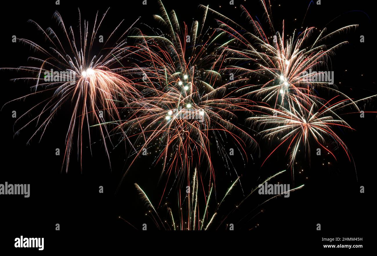 Colorful fireworks in the night sky Stock Photo - Alamy