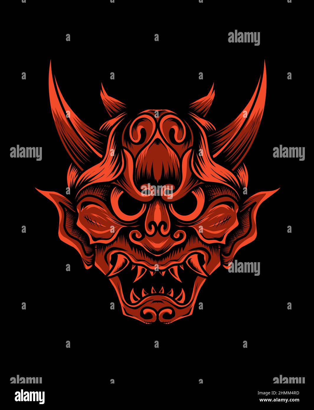illustration vector oni mask on black background Stock Vector Image ...