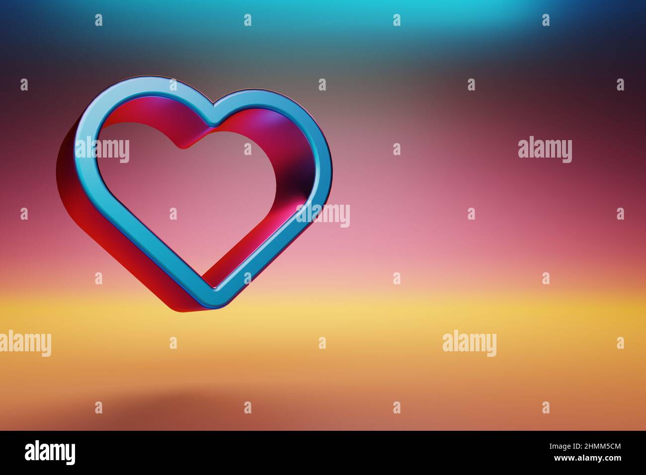 Beautiful Blue Heart symbol on multicolor bright background. 3d ...