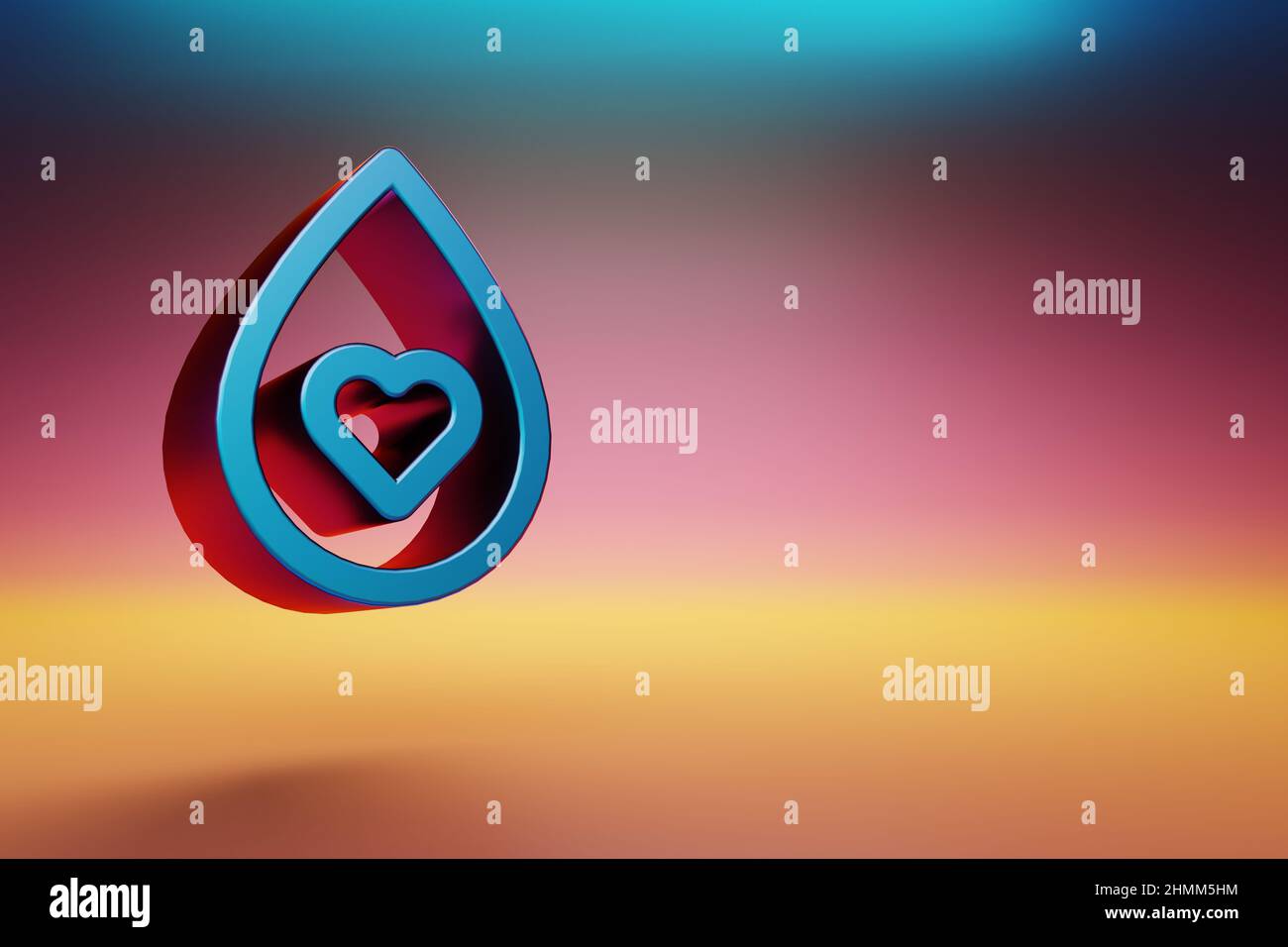 Blood donation . Beautiful Blue blood drop and heart icons symbol on ...