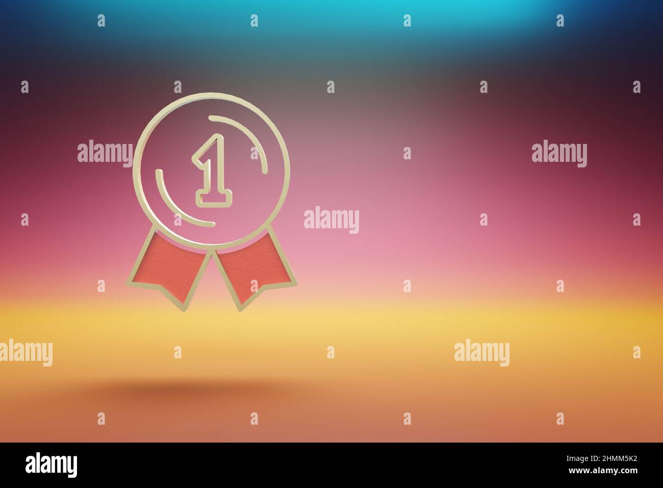 Beautiful golden first 1 Badge symbol on multicolor bright background ...