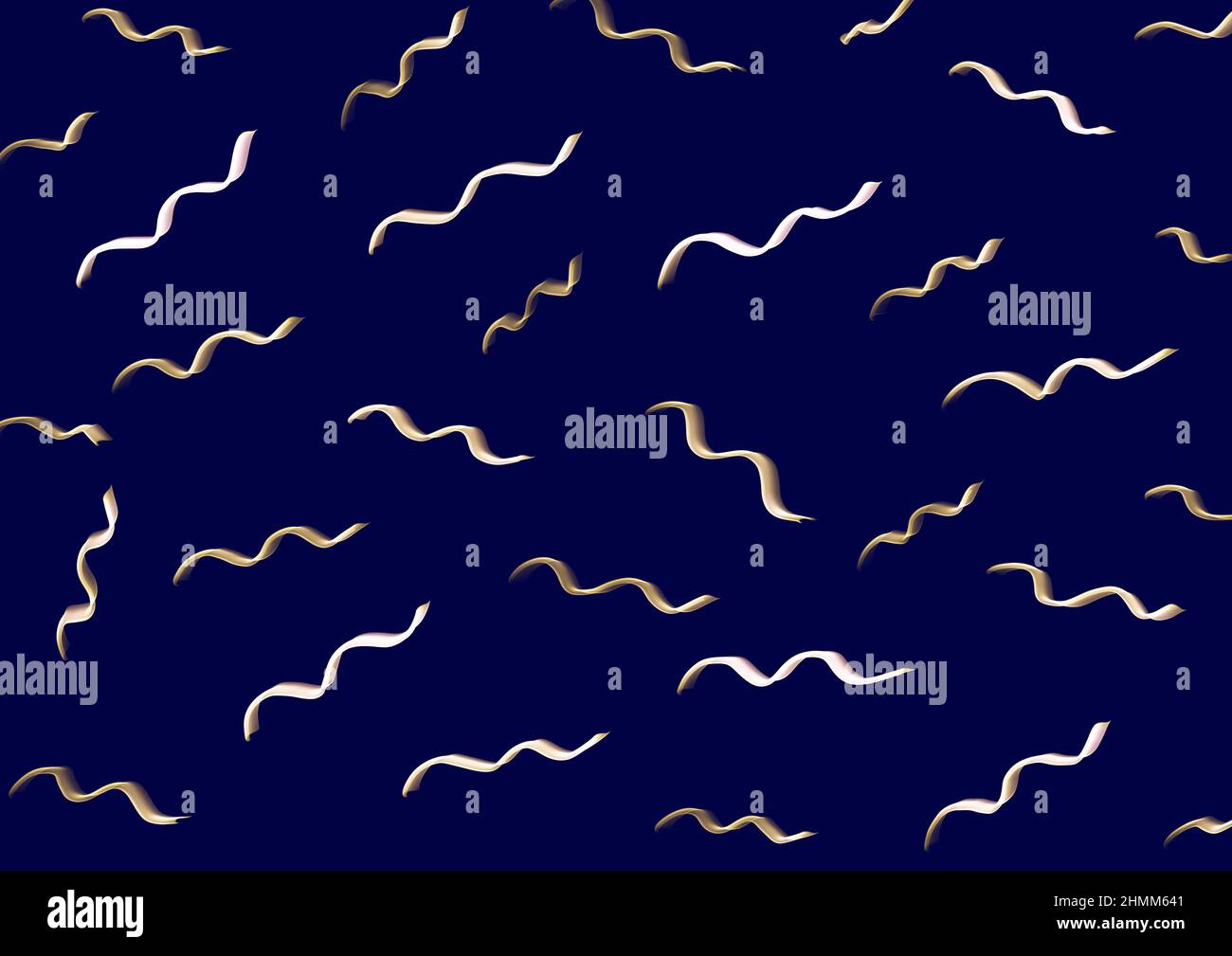 Abstract art background navy blue color with wavy zigzag golden lines ...
