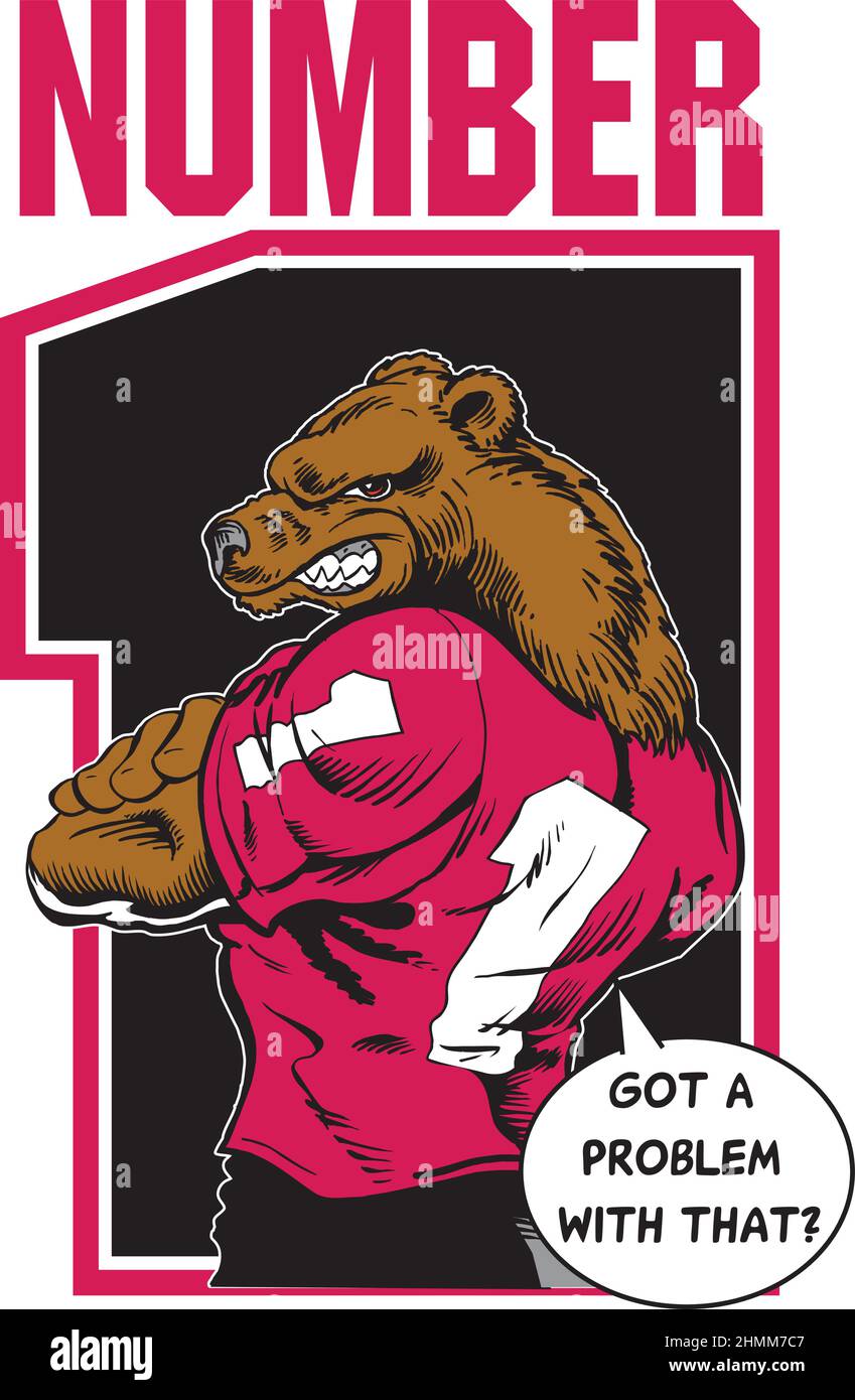 Bear Mascot Back Number One Vector Illustration Stock Vector Image ...