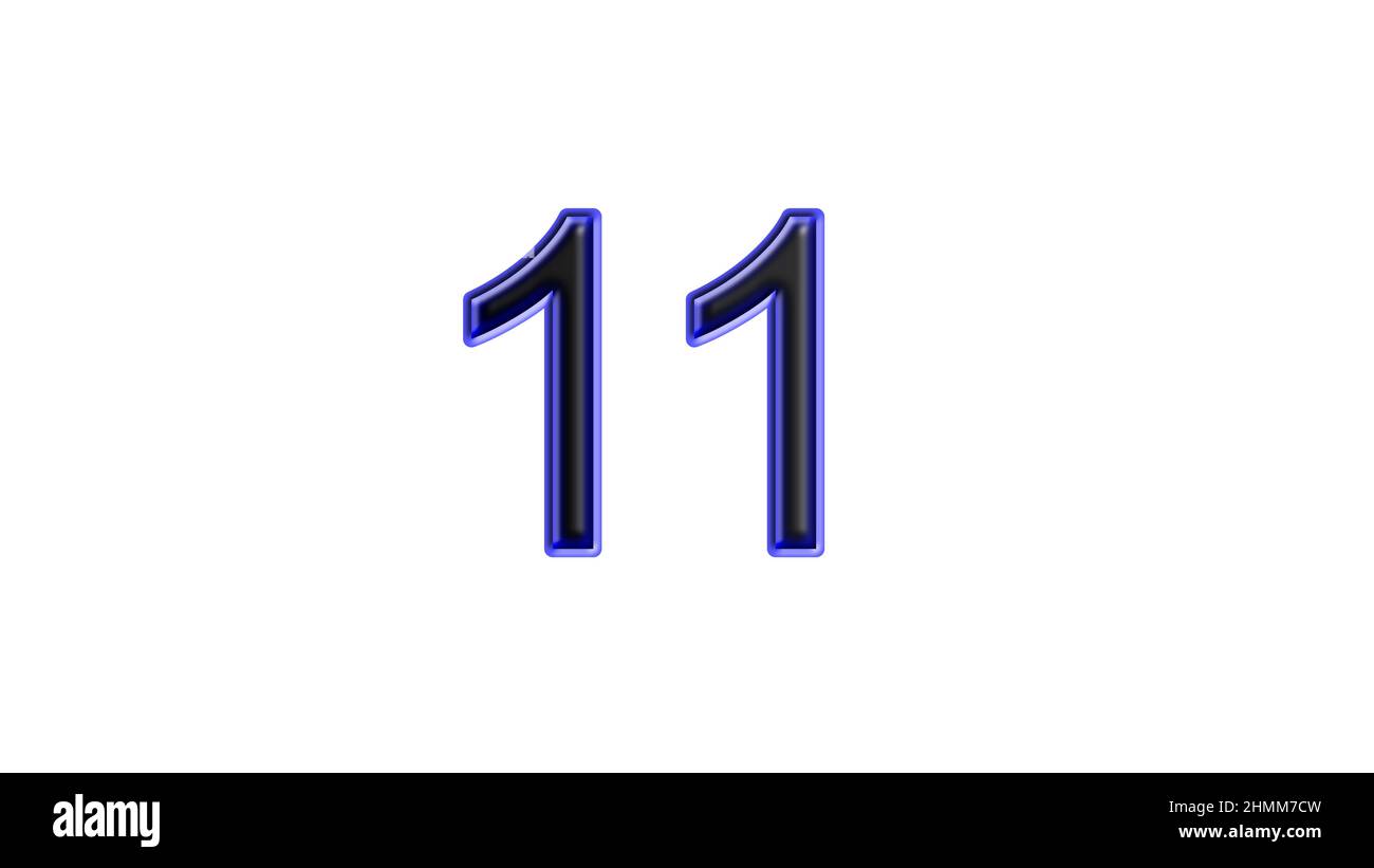 blue 11 number 3d effect white background Stock Photo - Alamy