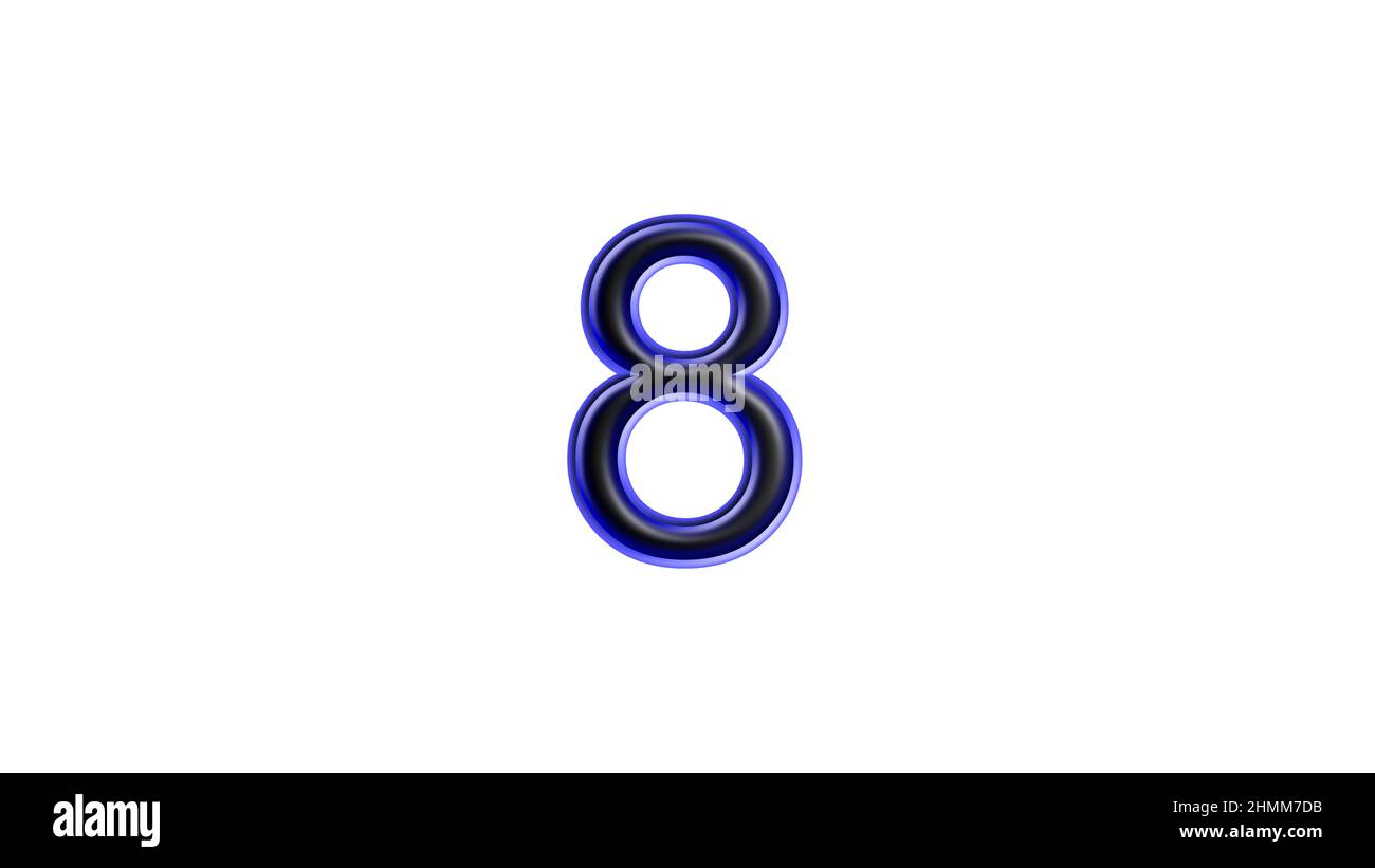 blue 8 number 3d effect white background Stock Photo - Alamy