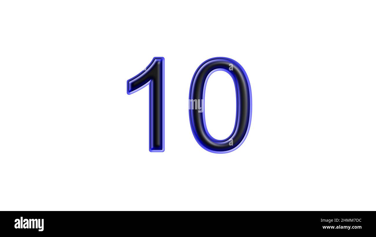 blue 10 number 3d effect white background Stock Photo - Alamy