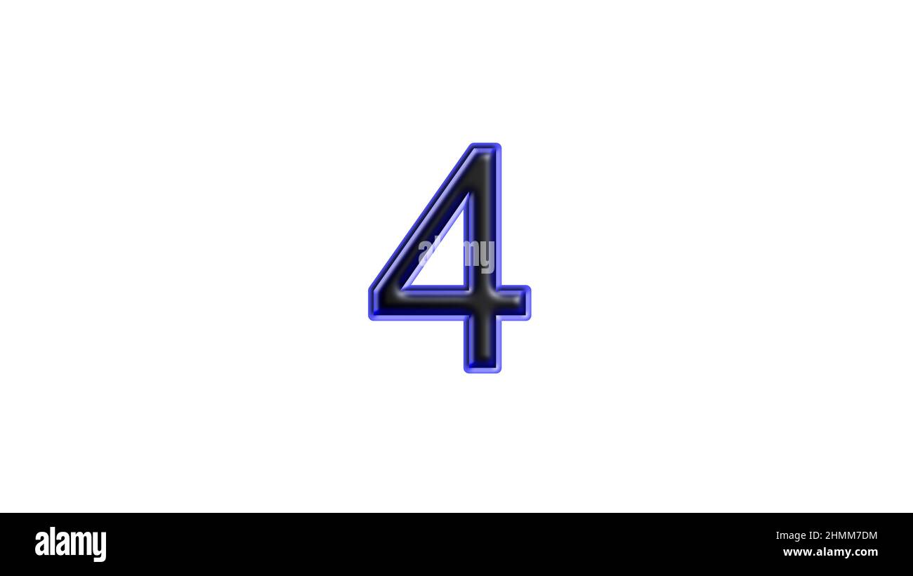 blue 4 number 3d effect white background Stock Photo - Alamy