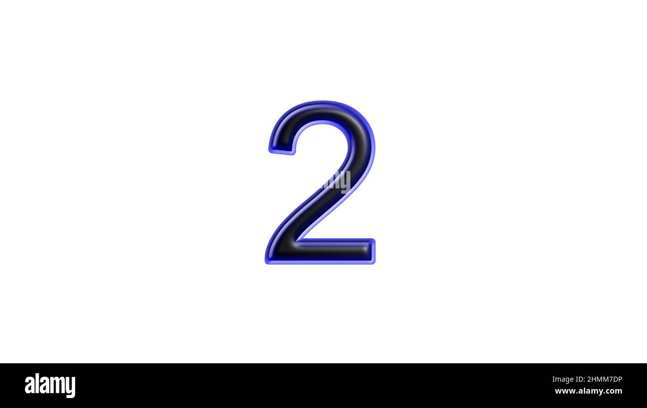blue 2 number 3d effect white background Stock Photo - Alamy
