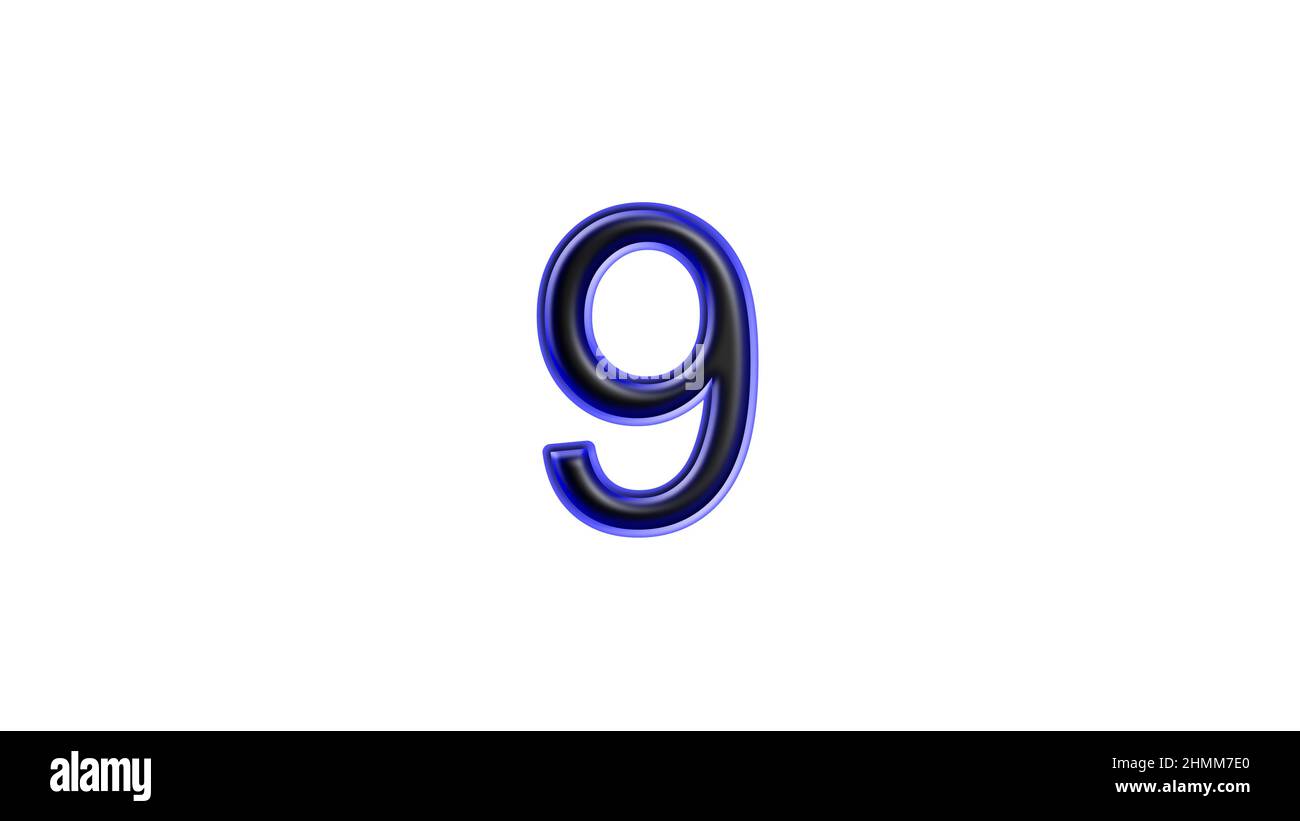 blue 9 number 3d effect white background Stock Photo - Alamy