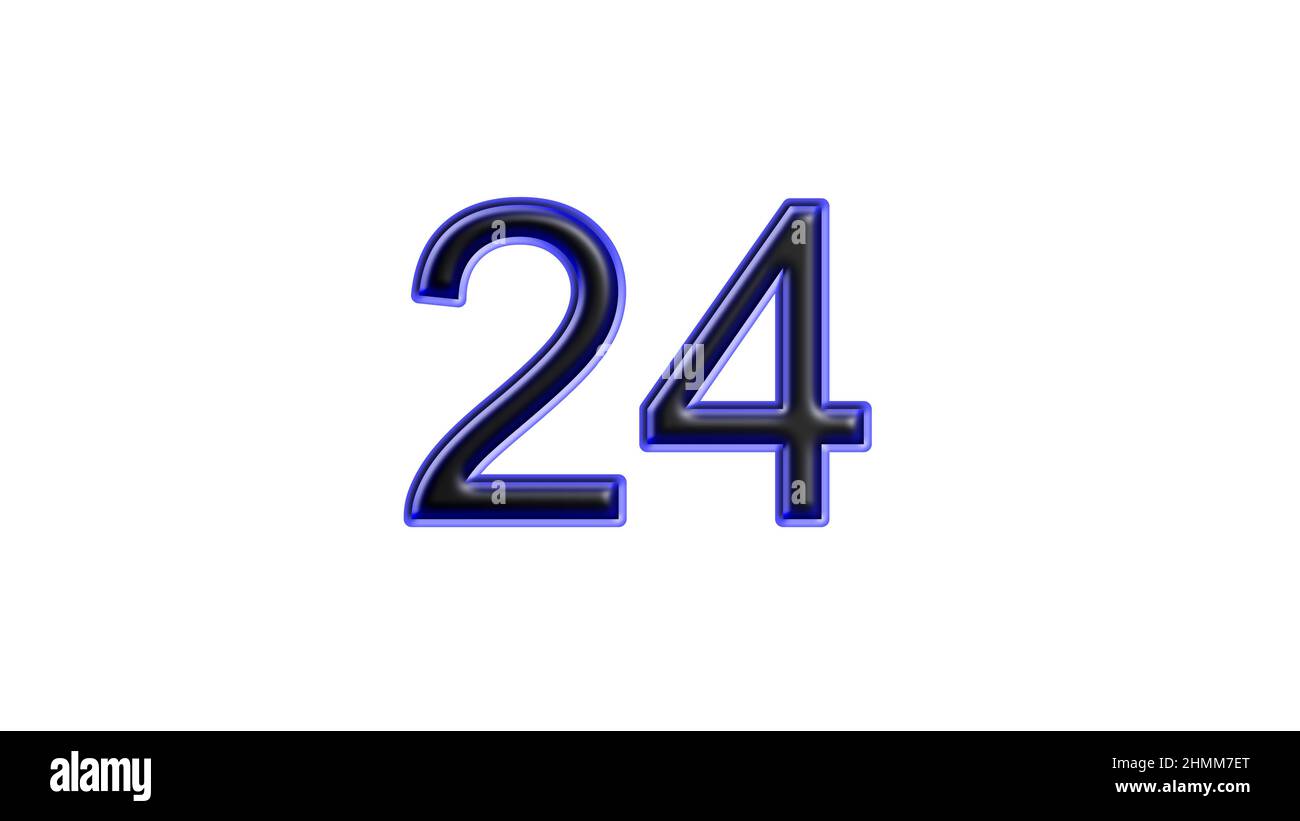 blue 24 number 3d effect white background Stock Photo - Alamy