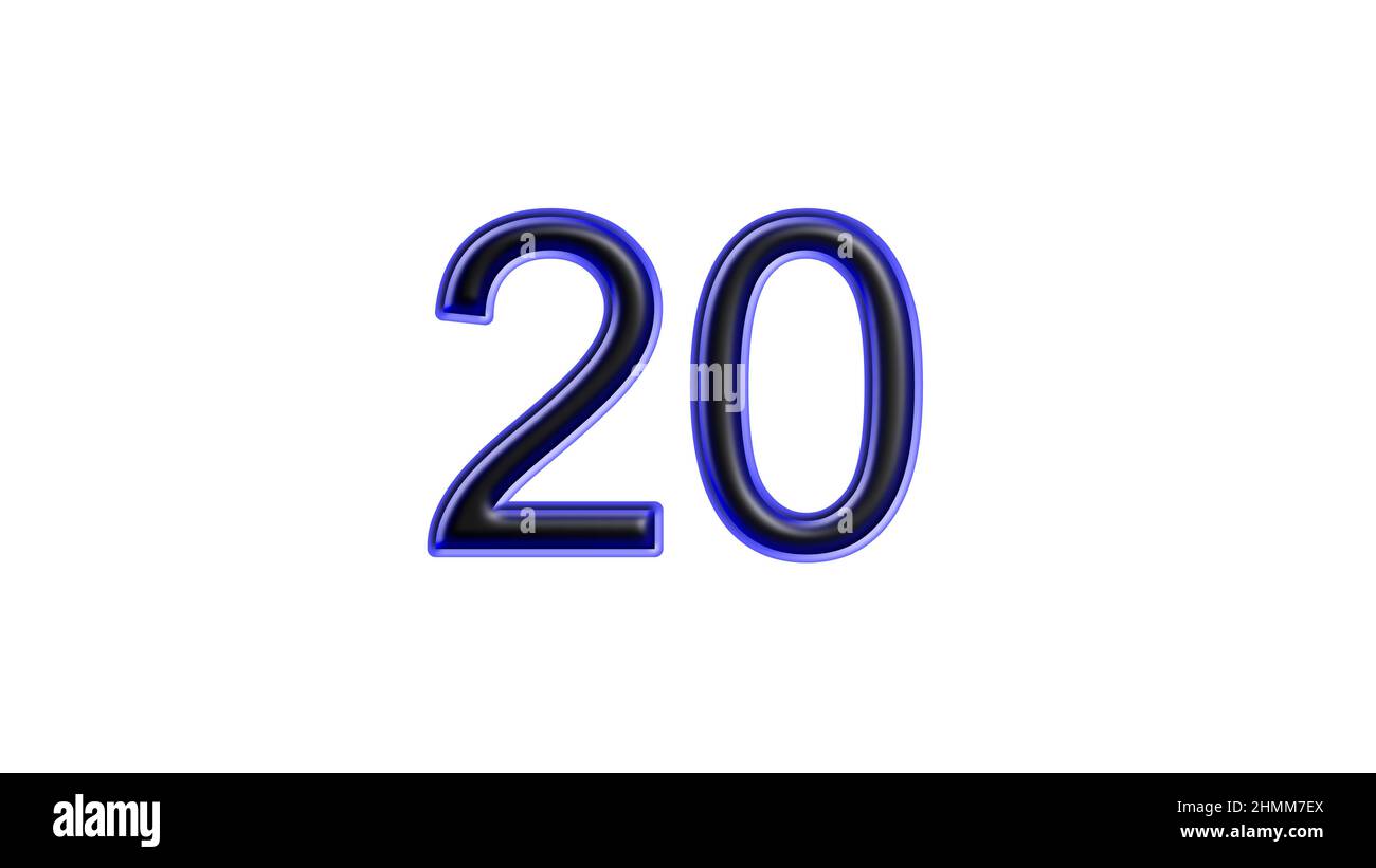 blue 20 number 3d effect white background Stock Photo - Alamy
