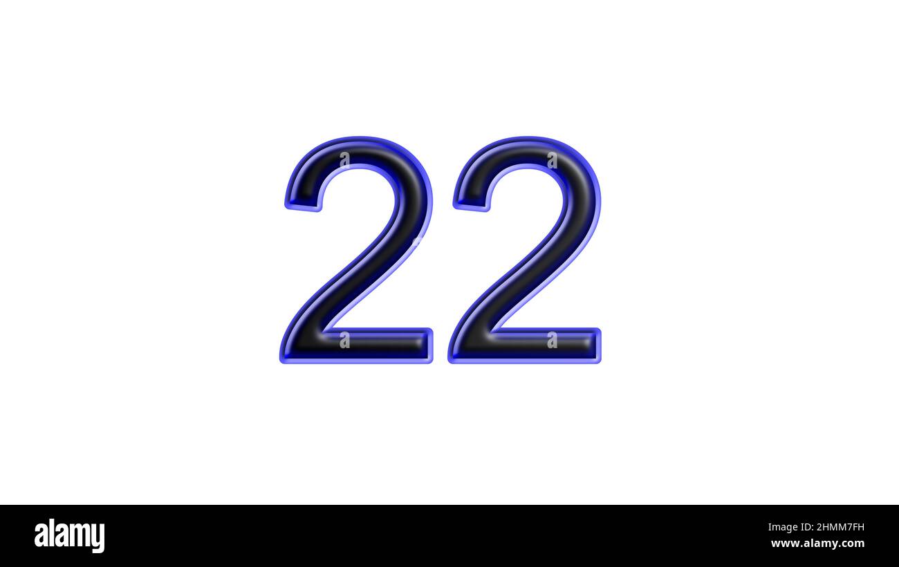 blue 22 number 3d effect white background Stock Photo - Alamy