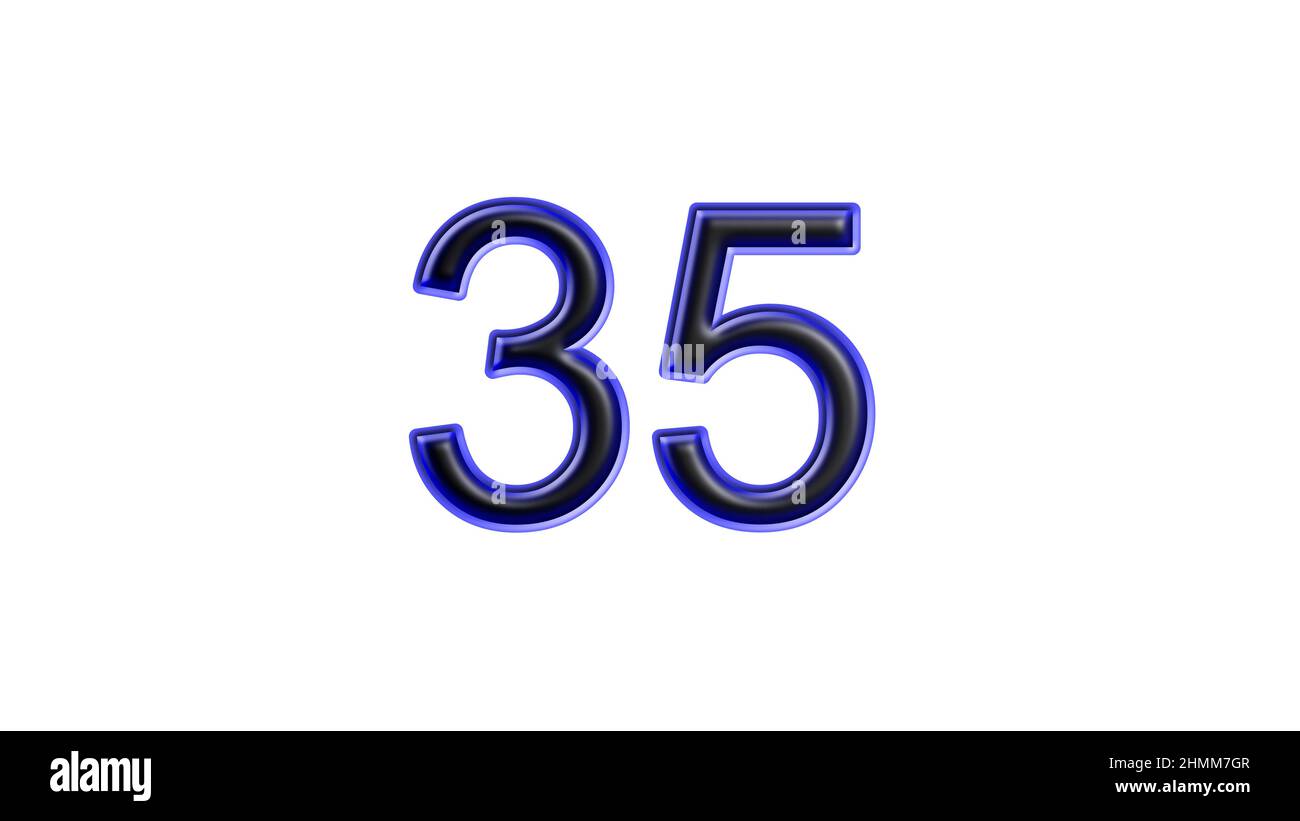 blue 35 number 3d effect white background Stock Photo - Alamy