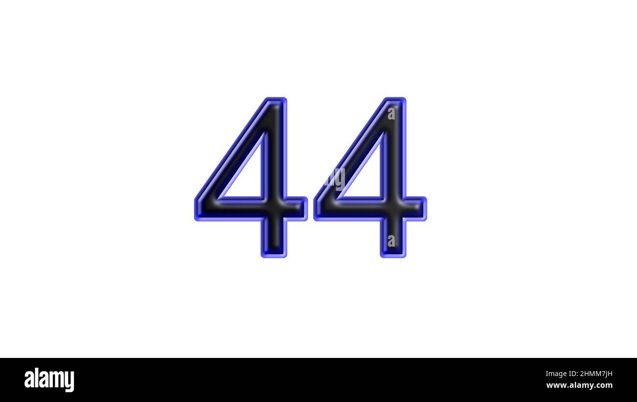 blue 44 number 3d effect white background Stock Photo - Alamy