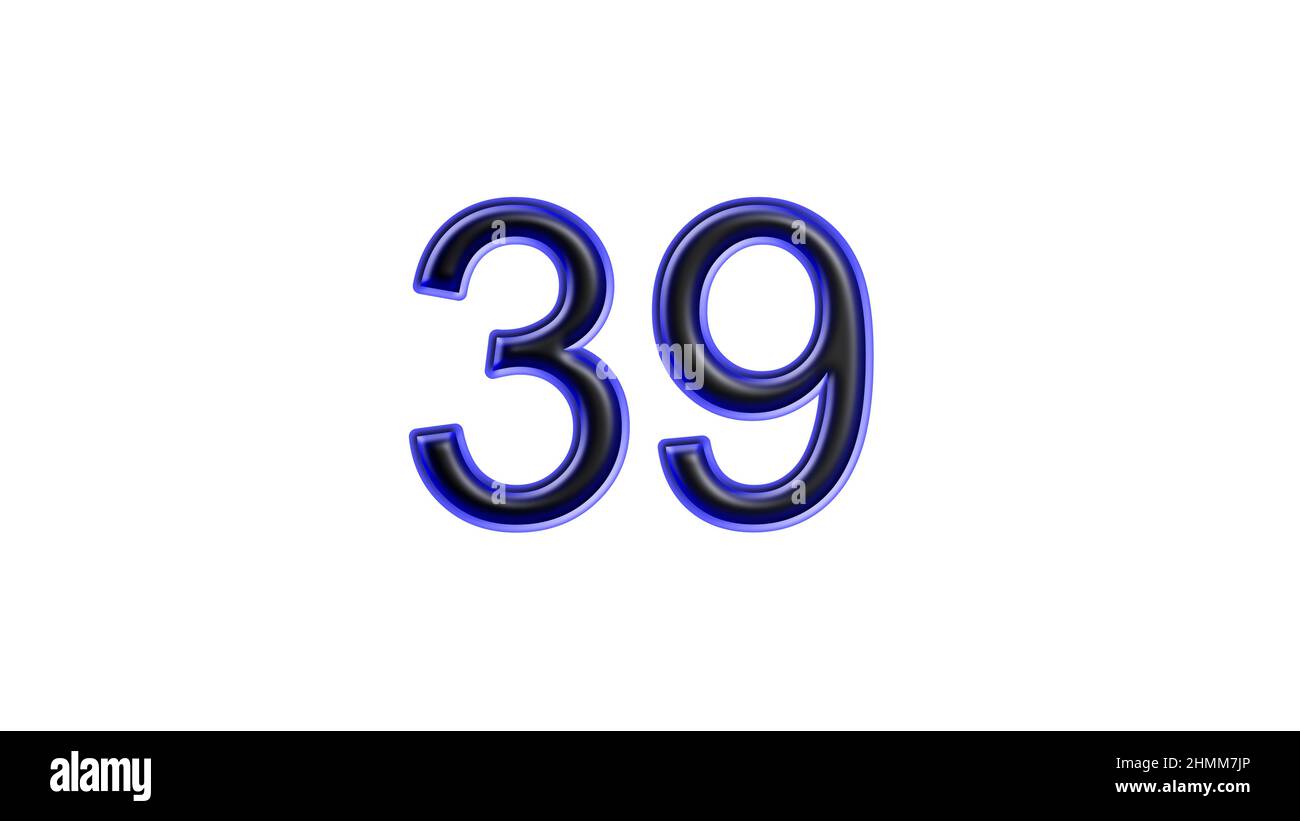 blue 39 number 3d effect white background Stock Photo - Alamy