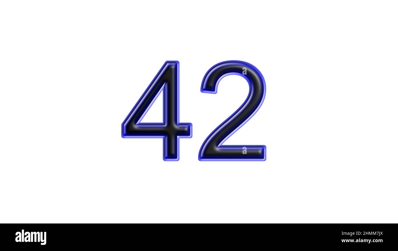 blue 42 number 3d effect white background Stock Photo - Alamy