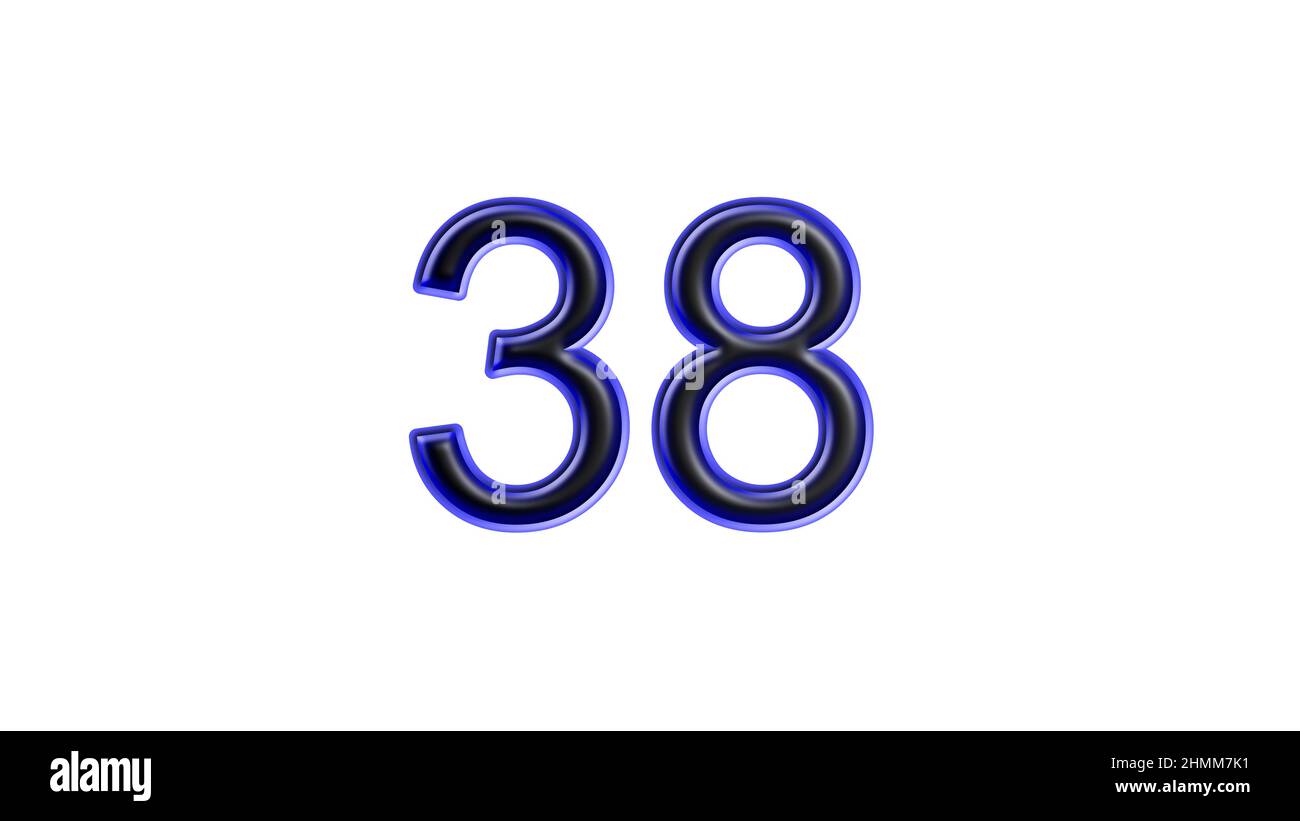 blue 38 number 3d effect white background Stock Photo - Alamy