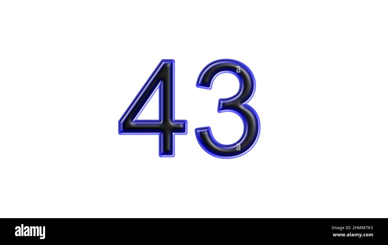 blue 43 number 3d effect white background Stock Photo - Alamy