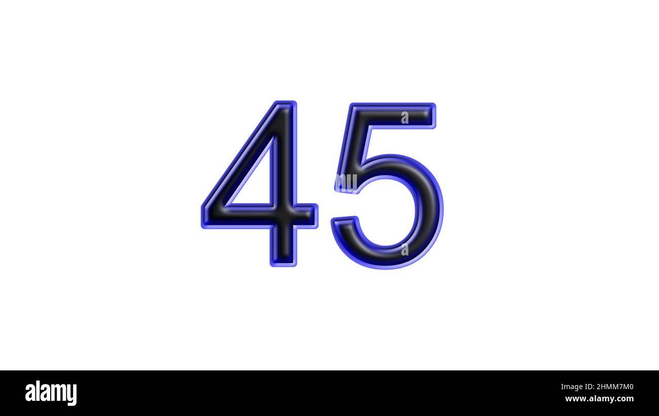 blue 45 number 3d effect white background Stock Photo - Alamy