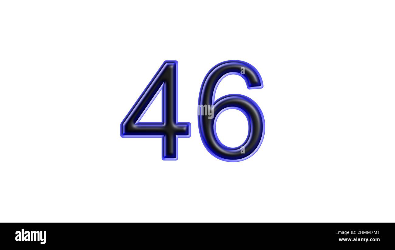 blue 46 number 3d effect white background Stock Photo - Alamy
