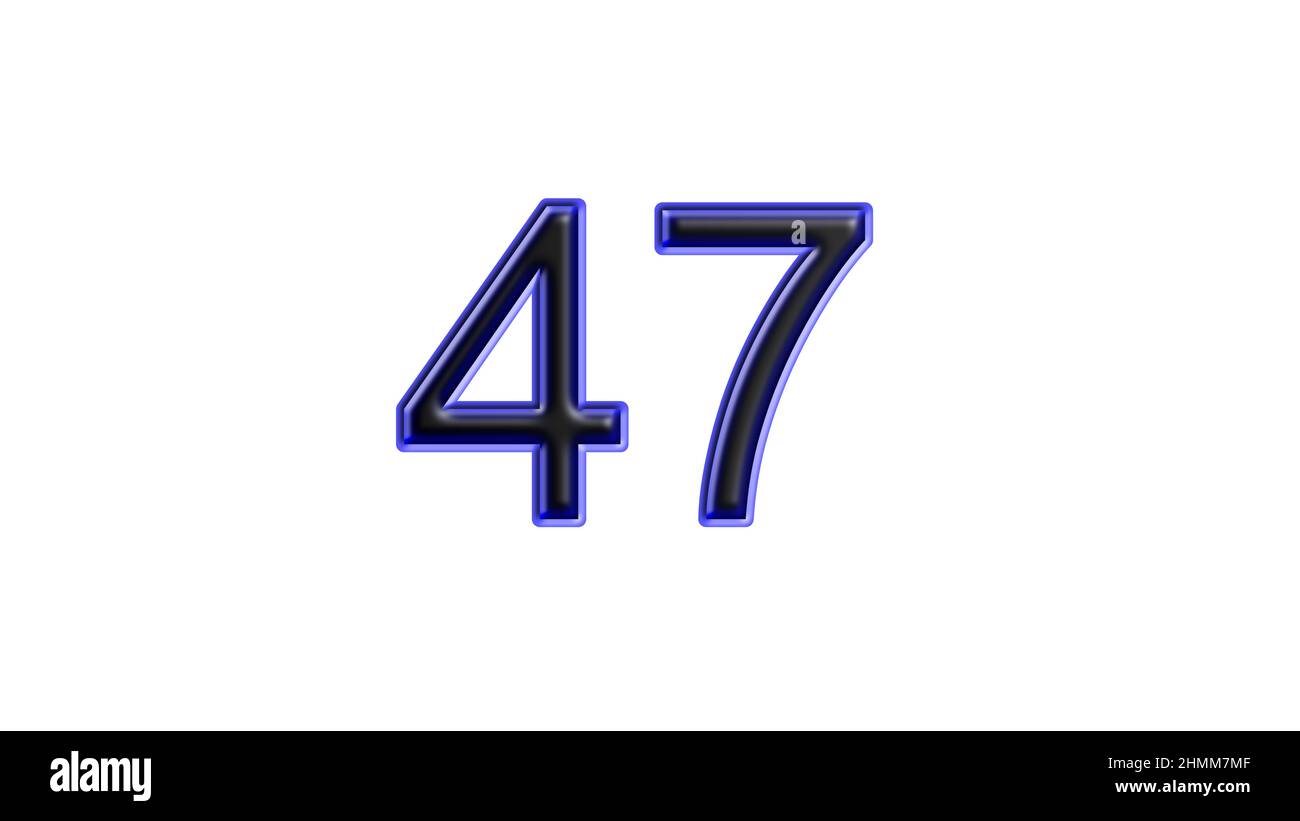 blue 47 number 3d effect white background Stock Photo - Alamy