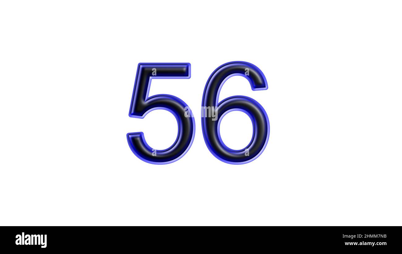 blue 56 number 3d effect white background Stock Photo - Alamy