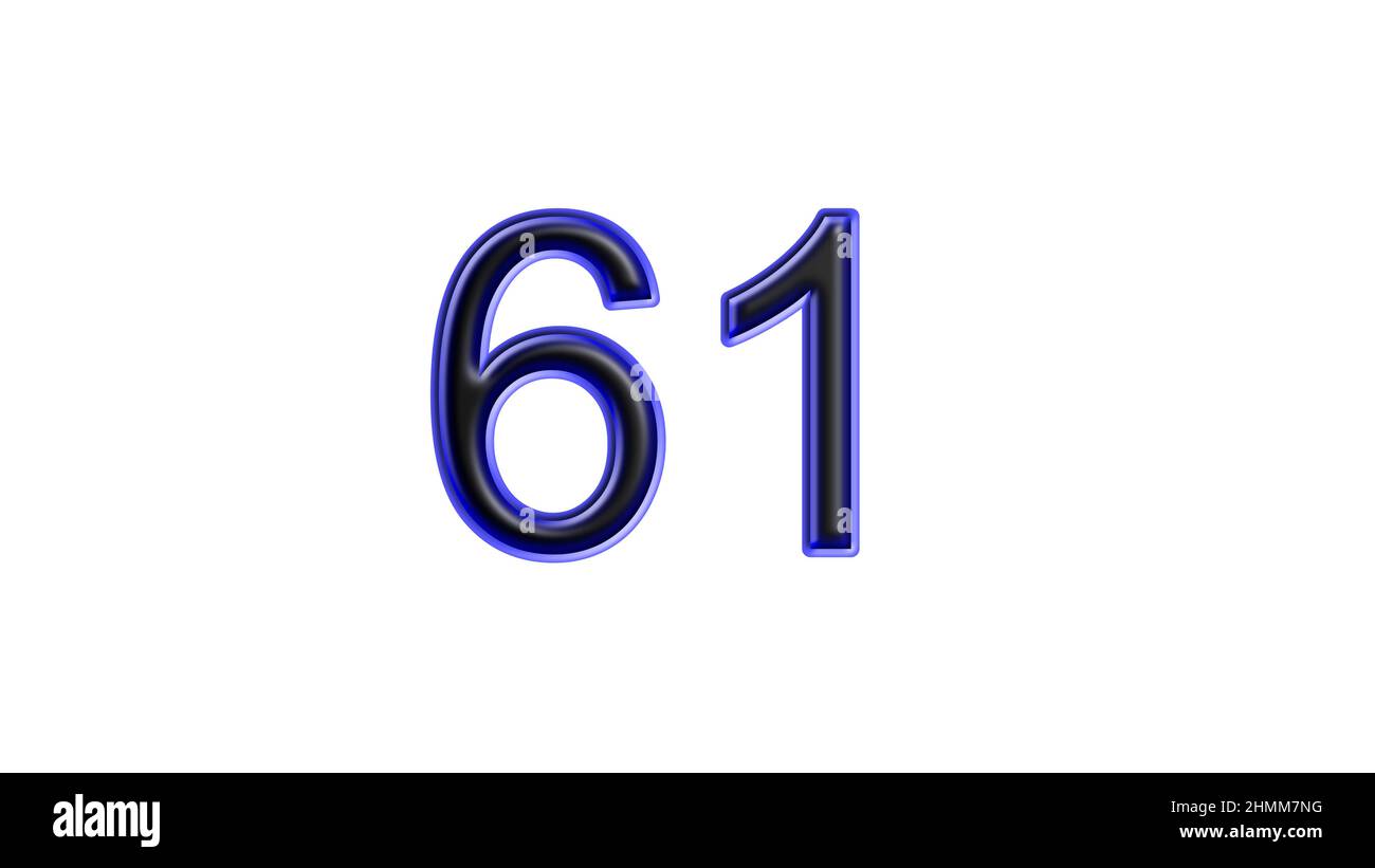 blue 61 number 3d effect white background Stock Photo - Alamy