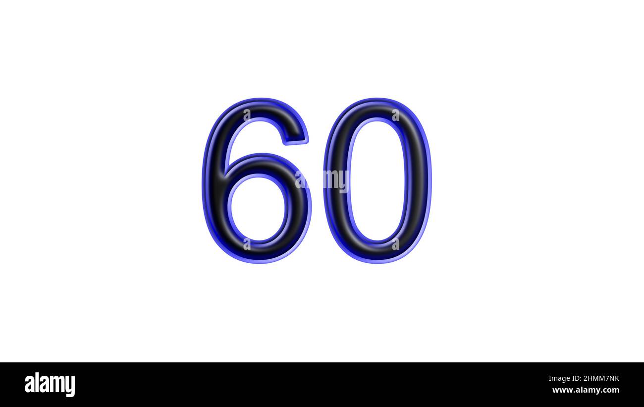 blue 60 number 3d effect white background Stock Photo - Alamy