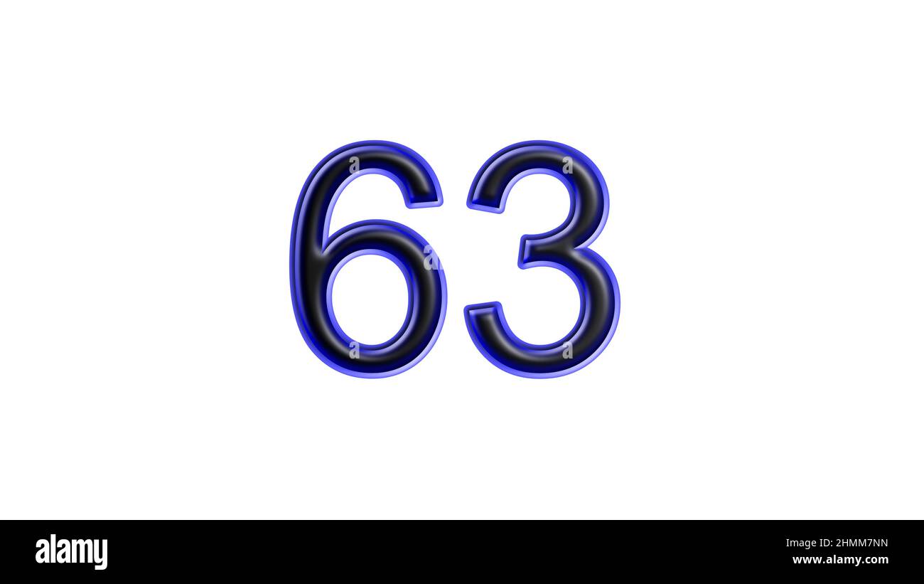 blue 63 number 3d effect white background Stock Photo - Alamy