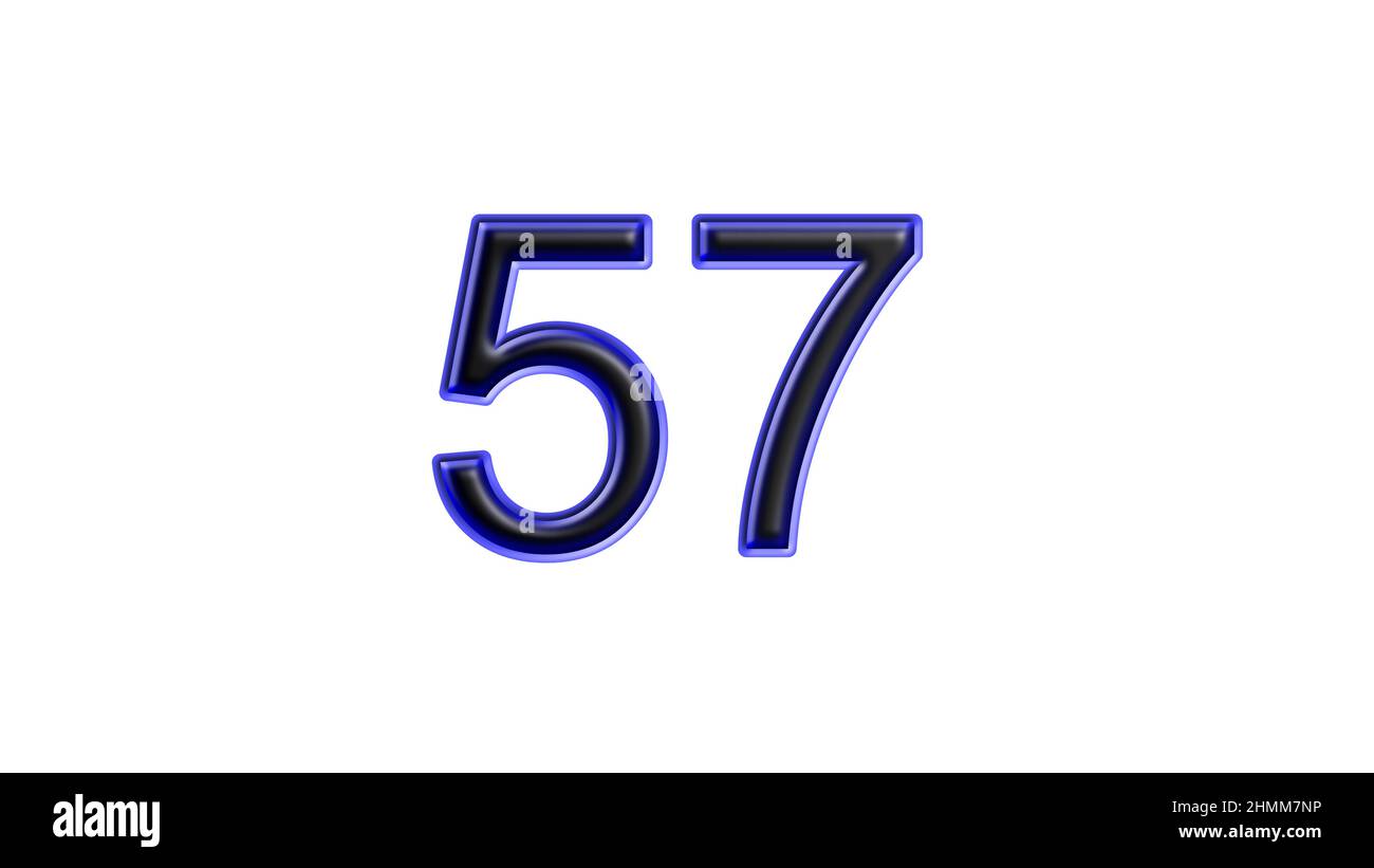 blue 57 number 3d effect white background Stock Photo - Alamy