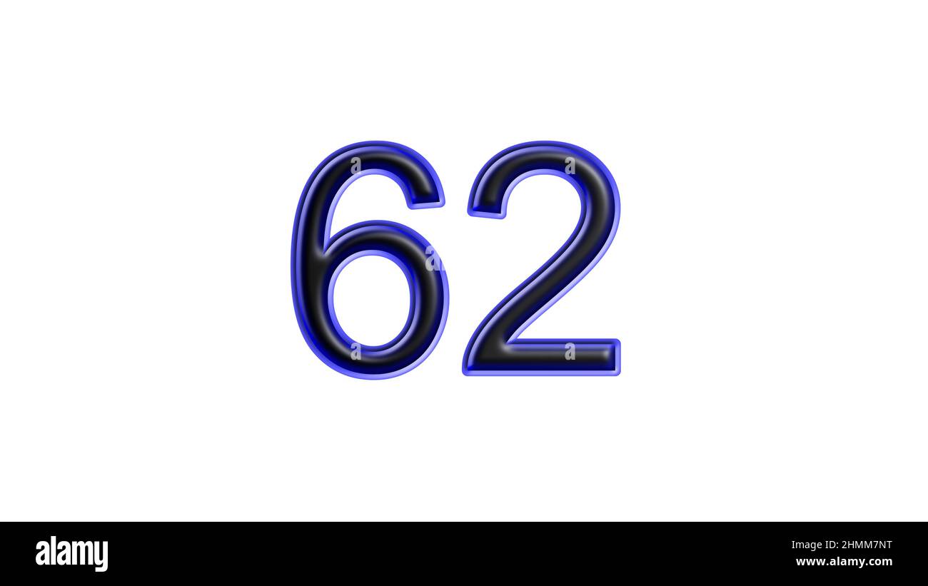 blue 62 number 3d effect white background Stock Photo - Alamy