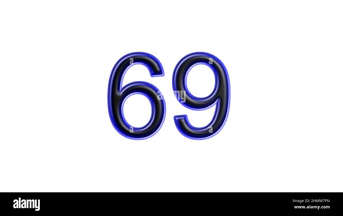 blue 69 number 3d effect white background Stock Photo - Alamy
