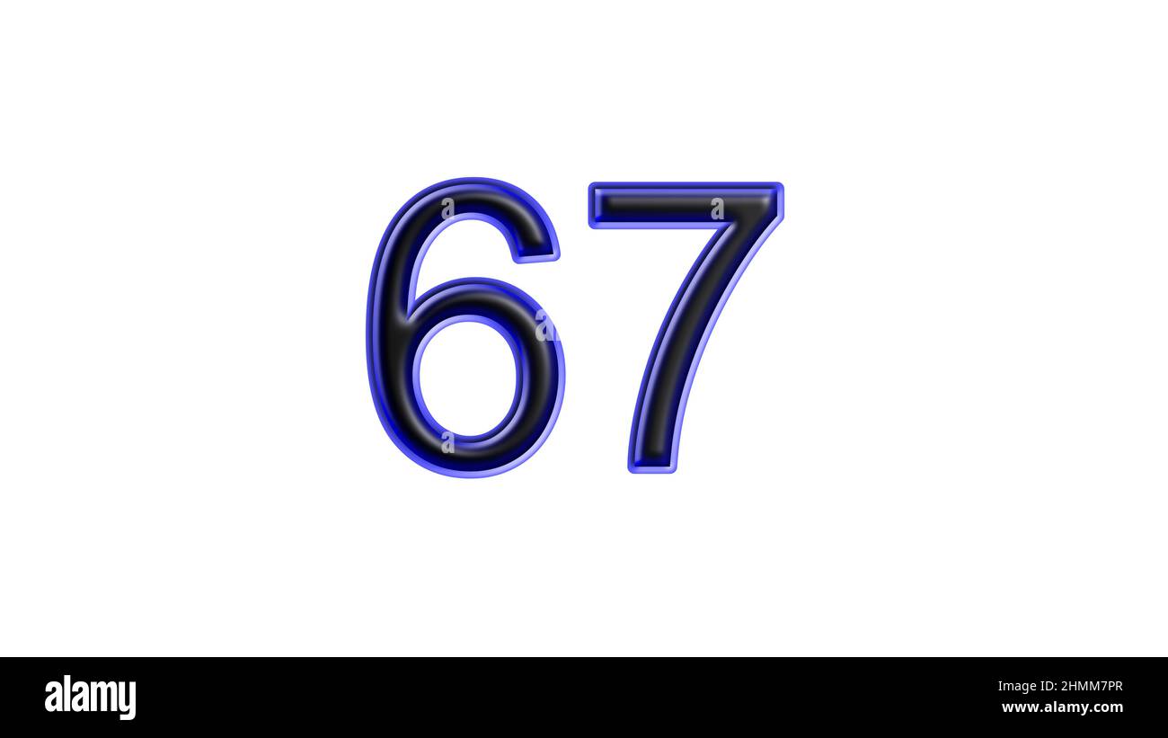 blue 67 number 3d effect white background Stock Photo - Alamy