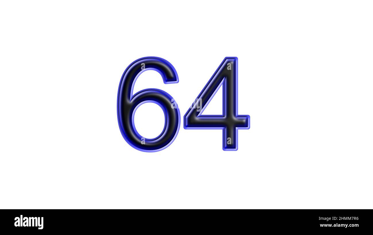 blue 64 number 3d effect white background Stock Photo - Alamy