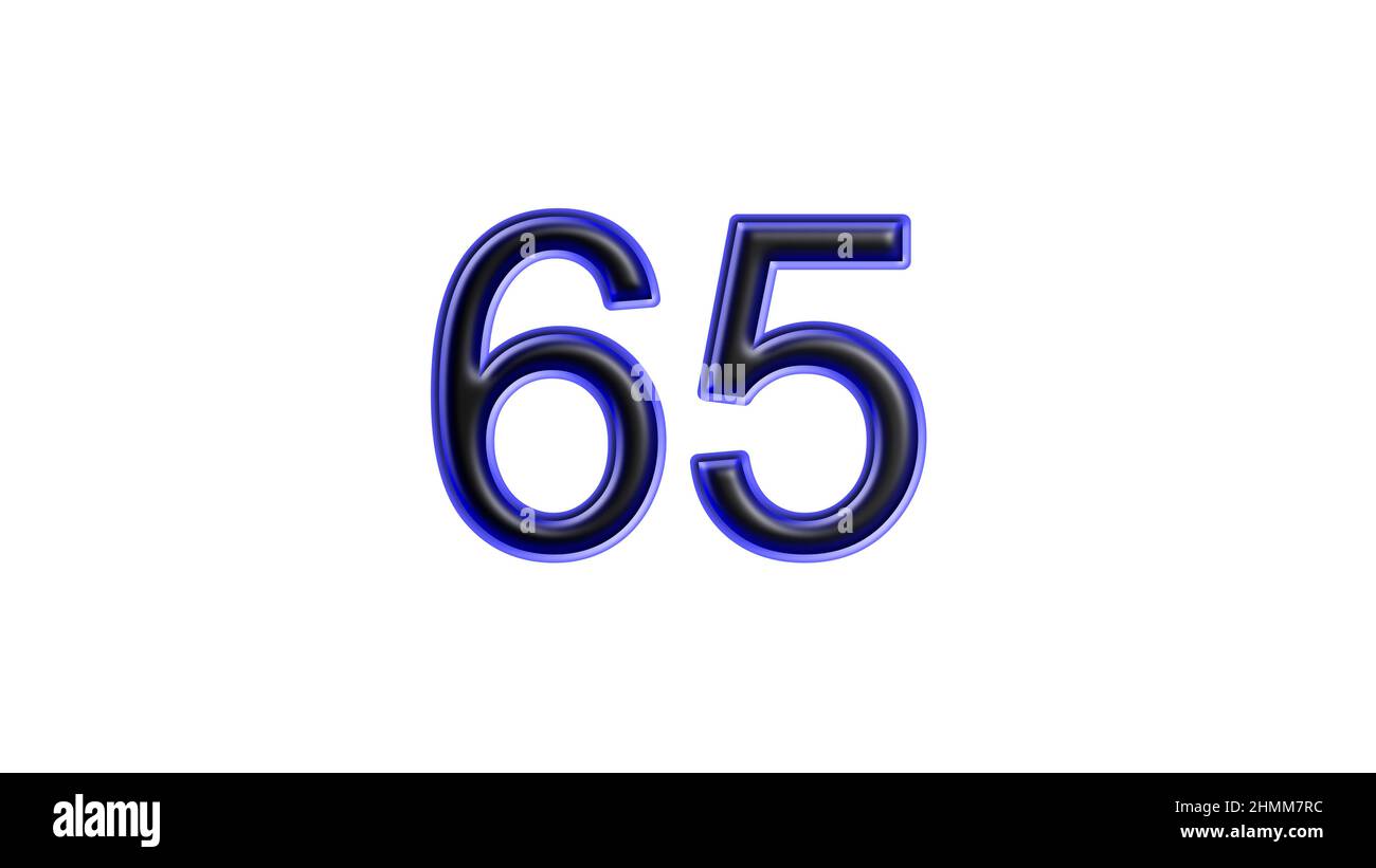 blue 65 number 3d effect white background Stock Photo - Alamy