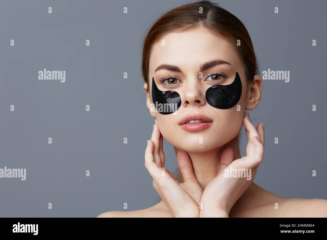 young woman with patches on the face clean skin health rejuvenation ...