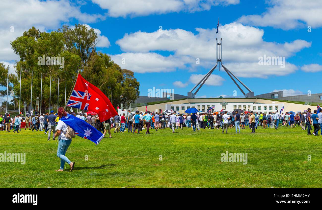 The 'Convoy to Canberra' coronavirus protest held on Capital Hill ...