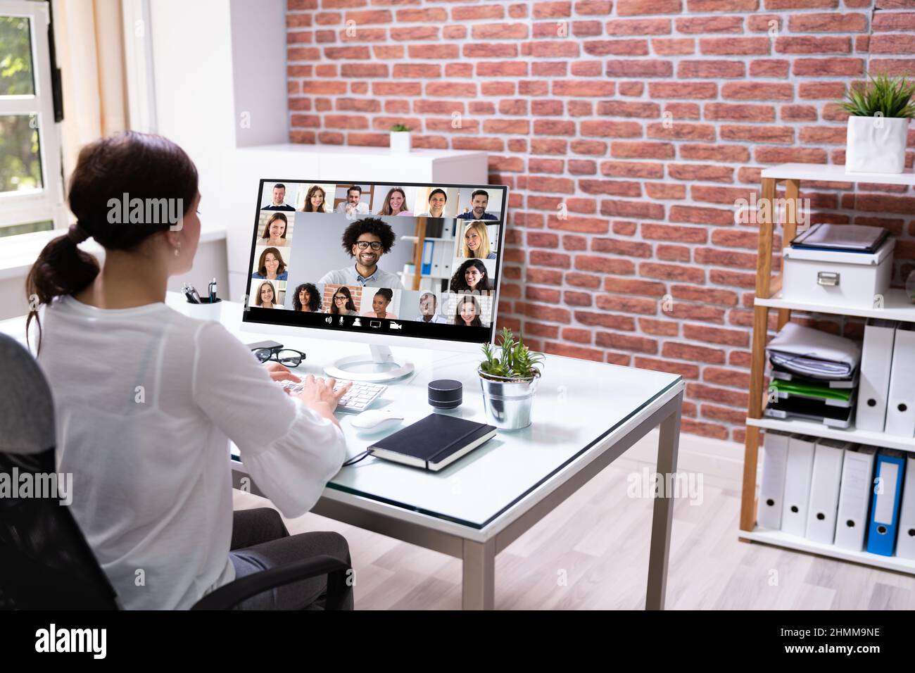 Virtual Learning Webinar Meeting. Remote Office Video Call Stock Photo ...