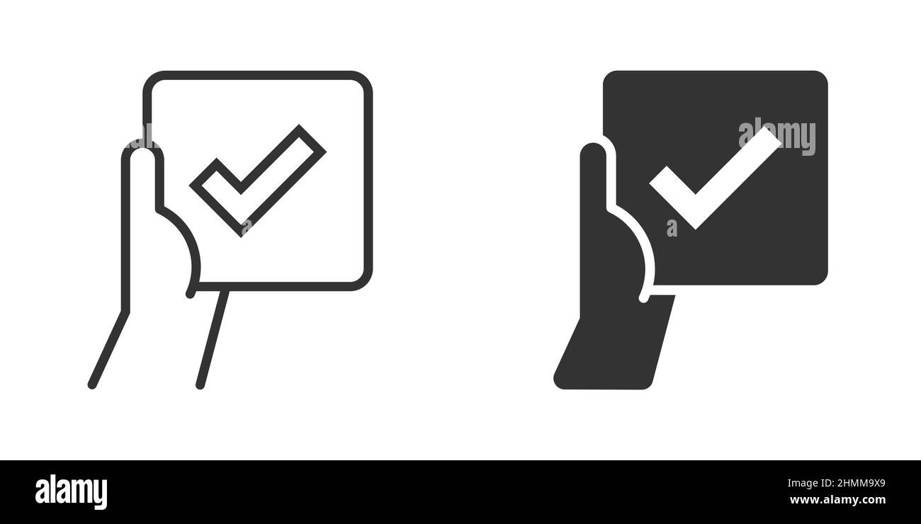 People hand with check mark icon in flat style. Accept vector ...