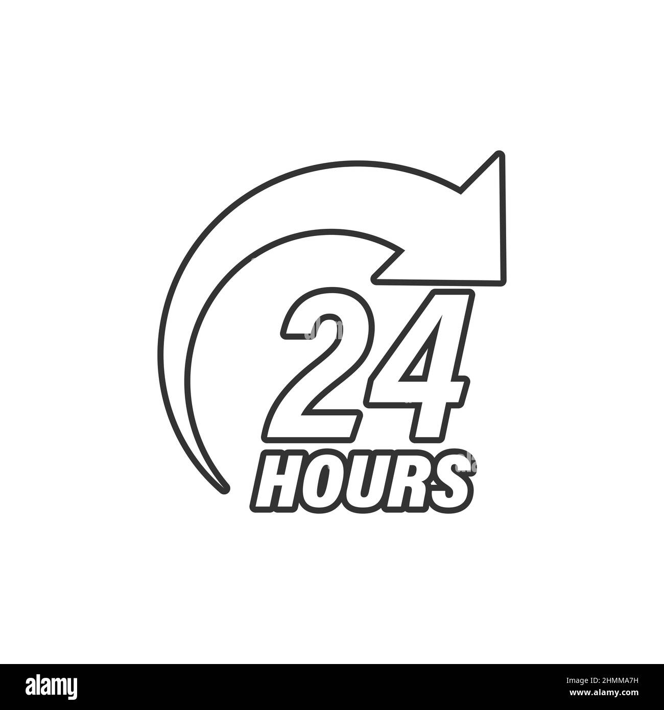 24 hours service icon in flat style. All day business and service ...